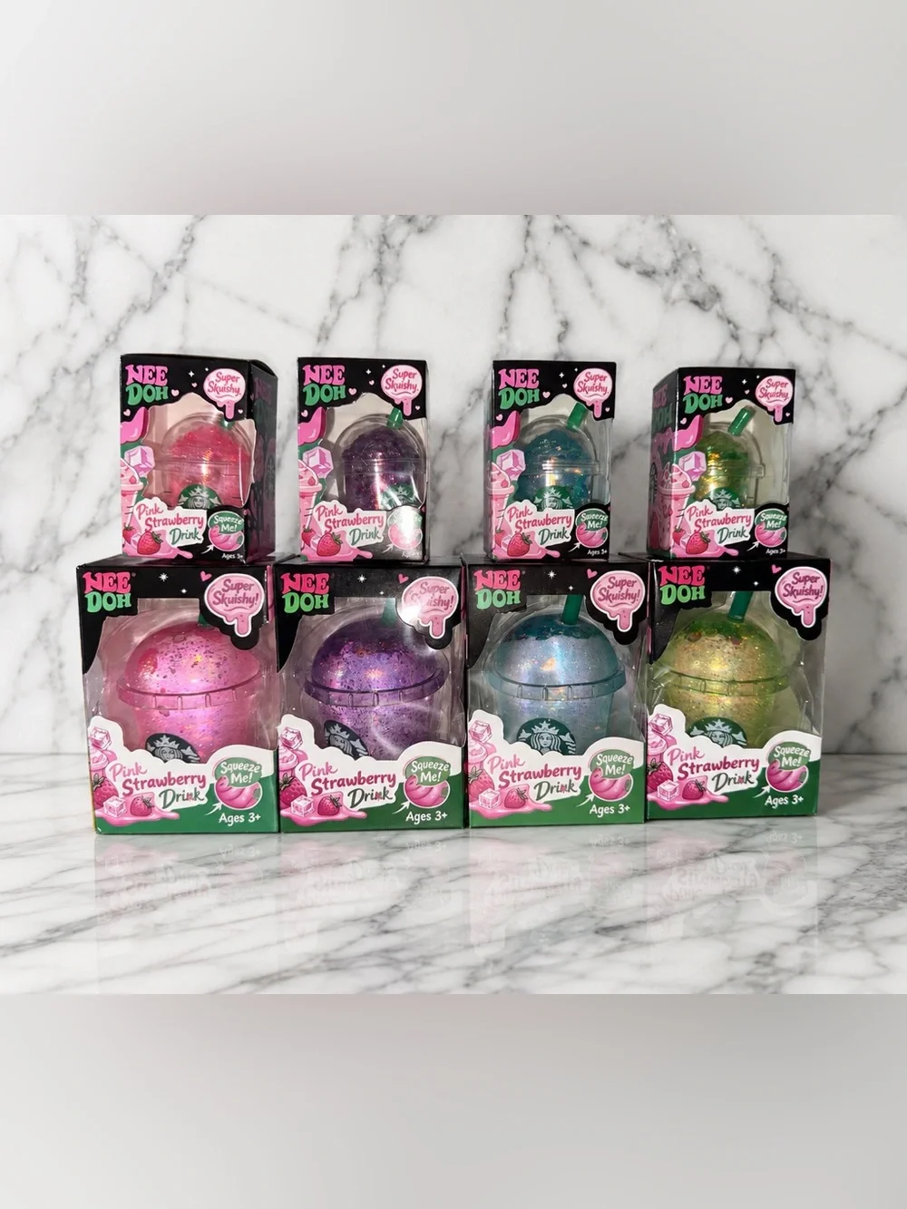Toys | Needoh Pink Strawberry Drink Starbucks Squishy Toy Glitter Cup ...